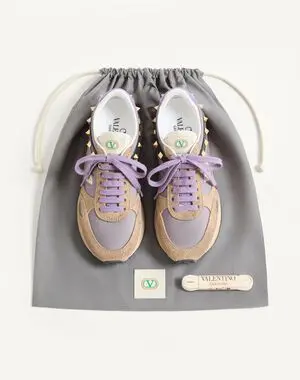 Valentino Garavani Studded Butterfly Embroidered Sneakers - Lilac/multicolor