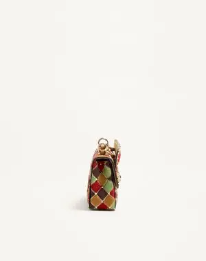 Valentino Garavani Rockstud Spike Small Bag In Patchwork Suede - Multicolour