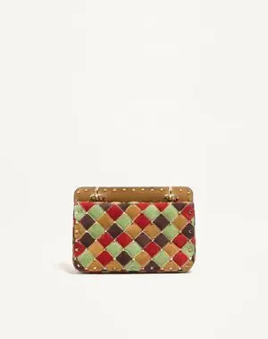 Valentino Garavani Rockstud Spike Small Bag In Patchwork Suede - Multicolour