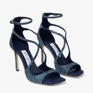 JIMMY CHOO Azia 95 Crystal-embellished Satin Sandals