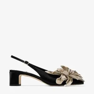 JIMMY CHOO Eyla Slingback 45 Satin Slingbacks - Black/bone