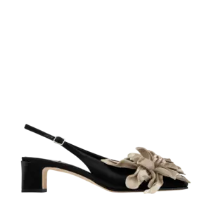 JIMMY CHOO Eyla Slingback 45 Satin Slingbacks - Black/bone