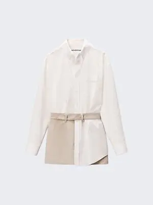Alexander Wang Layered Shirt Mini Dress With Tucked Shirt And Stone - White