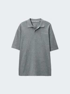Alexander Wang Short Sleeve Polo Tee With All Over Hotfix Sidewalk - Light Grey