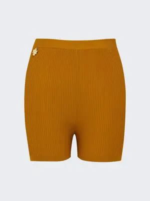 Saint Laurent Rib Knit Cycling Shorts Curcuma - Orange