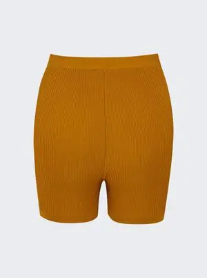 Saint Laurent Rib Knit Cycling Shorts Curcuma
