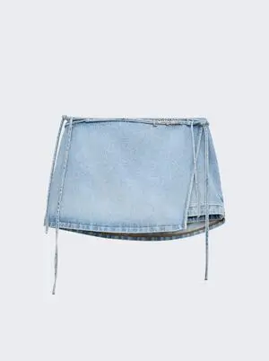 Loewe Paula's Ibiza Denim Wrap Shorts Washed Blue