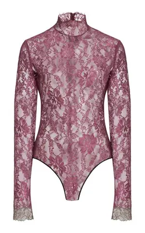 Valentino Garavani Lace High Neck Bodysuit - Burgundy