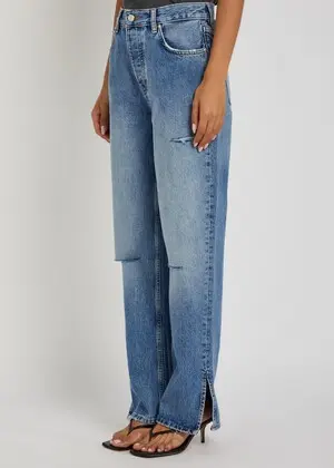 ANINE BING Roy Distressed Straight-leg Jeans