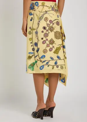 Versace Printed Silk-twill Midi Skirt