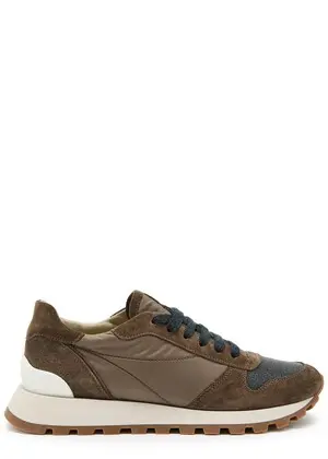 Brunello Cucinelli Panelled Suede Sneakers - Brown