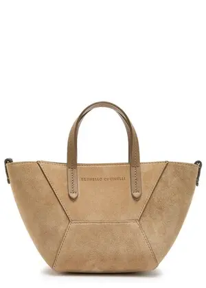 Brunello Cucinelli Bead Mini Panelled Suede Tote