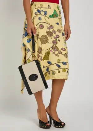 Versace Logo-appliquéd Leather And Canvas Pouch
