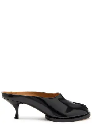 MAISON MARGIELA Tabi City 55 Glossed Leather Mules - Black