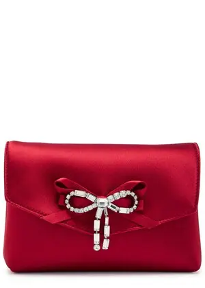 JIMMY CHOO Soft Bow Mini Satin Clutch - Red
