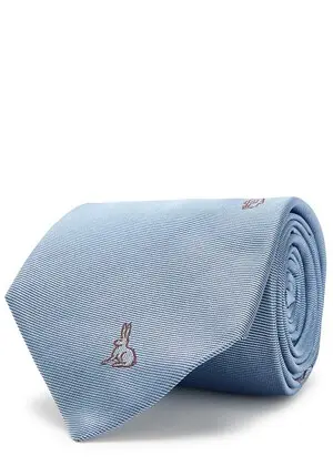 Paul Smith Silk Rabbit Intarsia Neck Tie - Blue