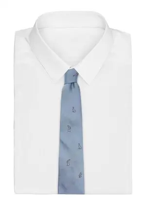 Paul Smith Silk Rabbit Intarsia Neck Tie - Blue