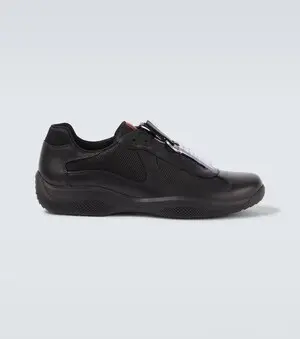 Prada America's Cup Leather-trimmed Sneakers - Black
