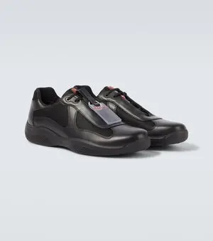 Prada America's Cup Leather-trimmed Sneakers - Black