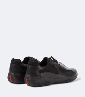 Prada America's Cup Leather-trimmed Sneakers - Black
