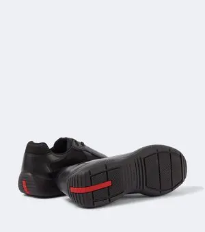 Prada America's Cup Leather-trimmed Sneakers - Black