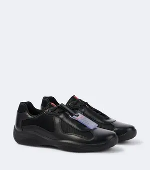 Prada America's Cup Leather-trimmed Sneakers - Black