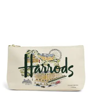 Harrods Medium Canvas City Stories Wash Bag - Ivory