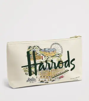 Harrods Medium Canvas City Stories Wash Bag - Ivory