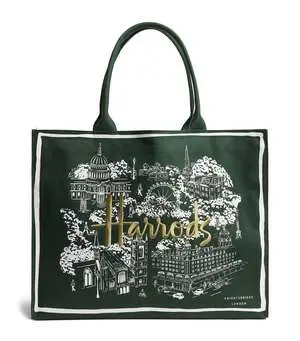 Harrods City Stories Shoulder Tote Bag - Green