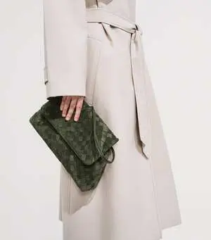 Bottega Veneta Suede Giorno Shoulder Bag - Green
