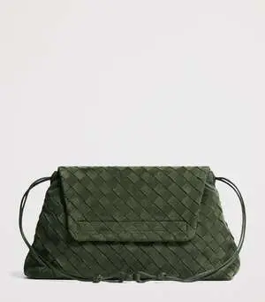 Bottega Veneta Suede Giorno Shoulder Bag - Green