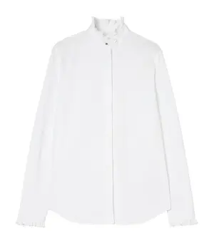 Burberry Cotton Poplin Ruffle Shirt - White