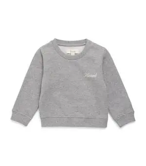Harrods Cotton Jersey Flocked Logo Sweatshirt - Grey