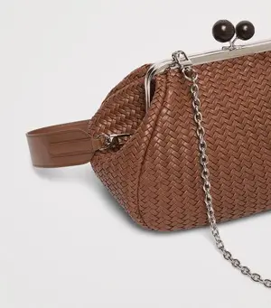 Max Mara Leather Woven Pasticcino Clutch Bag