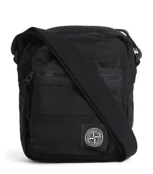 Stone Island Coated-nylon Logo Cross-body Bag - Black