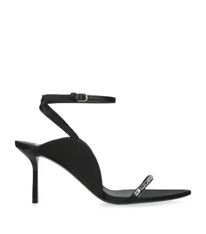 Victoria Beckham Leather Embellished Eliza Heeled Sandals 75 - Black