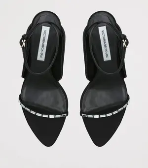 Victoria Beckham Eliza Embellished Leather Heeled Sandals