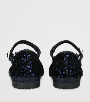 FLABELUS Velvet Seraphina Mary Jane Flats - Blue