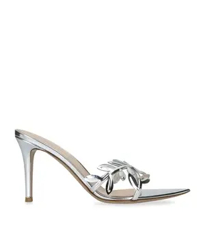 GIANVITO ROSSI Leather Flavia Heeled Sandals 85 - Silver