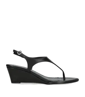 AeydĒ Leather Roose Wedge Sandals 55 - Black