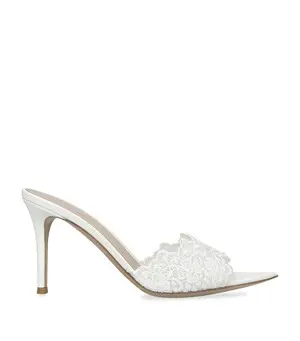 GIANVITO ROSSI Lace Yvonne Mules 85 - White