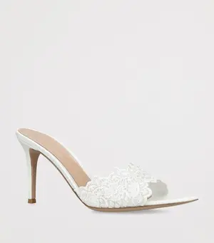 GIANVITO ROSSI Lace Yvonne Mules 85