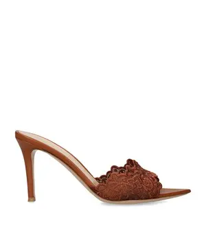GIANVITO ROSSI Lace Yvonne Mules 85 - Brown