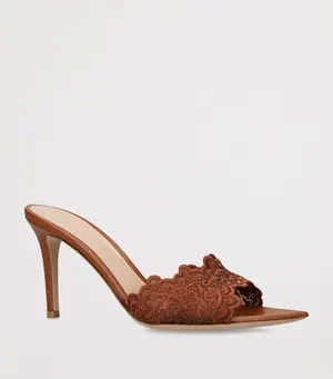 GIANVITO ROSSI Lace Yvonne Mules 85