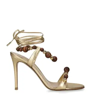 GIANVITO ROSSI Leather Embellished Pandawa Wrap Sandals 95