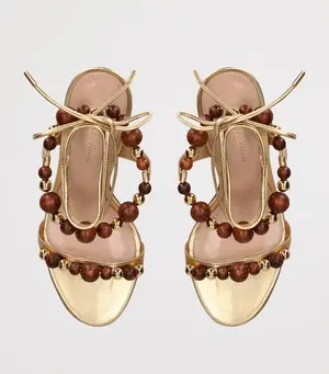 GIANVITO ROSSI Leather Embellished Pandawa Wrap Sandals 95