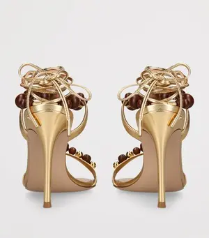 GIANVITO ROSSI Leather Embellished Pandawa Wrap Sandals 95