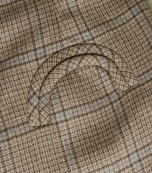BLAZÉ MILANO Virgin Wool Check Tailored Trousers - Beige