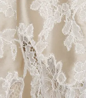 TORLOWEI Silk Elsa Shorts With Floral Lace Embellishment