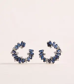 SUZANNE KALAN Gold, Diamond And Blue Sapphire Frenzy Hoop Earrings - White